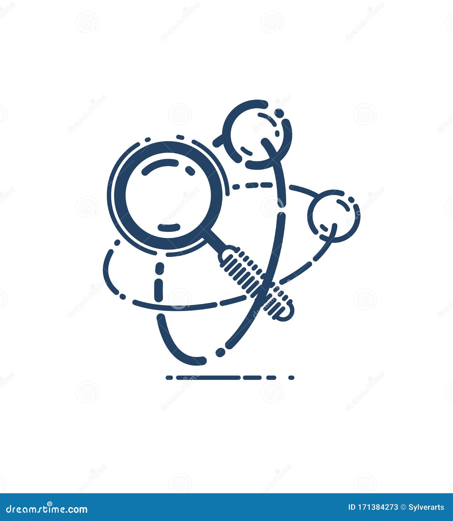 Magnifying Glass and Atom Vector Simple Linear Icon, Science Physics ...