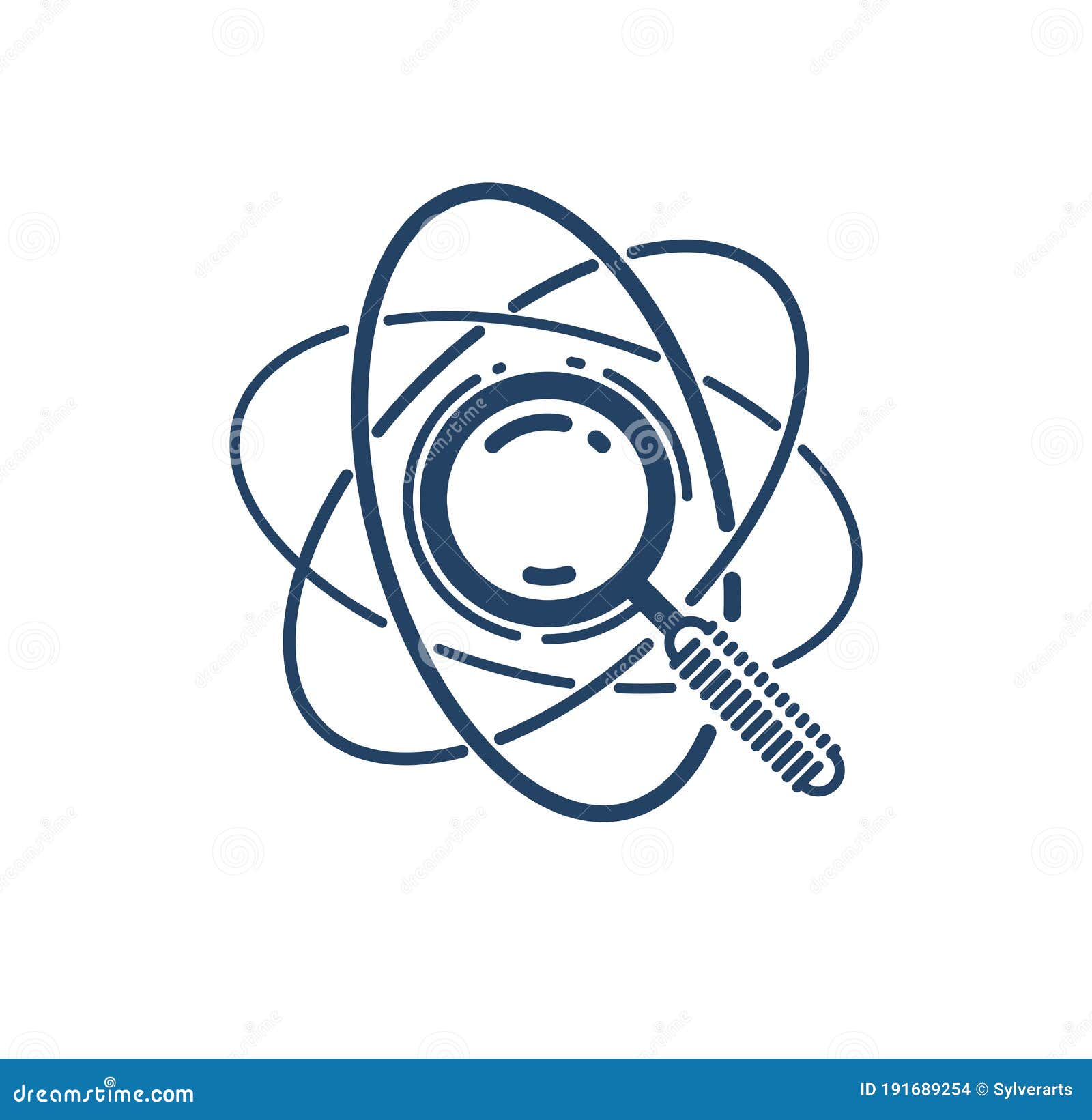 Magnifying Glass and Atom Vector Simple Linear Icon, Science Physics ...