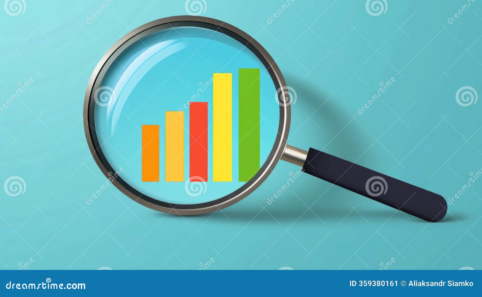 A Magnifying Glass with a Bar Chart on it Stock Illustration ...