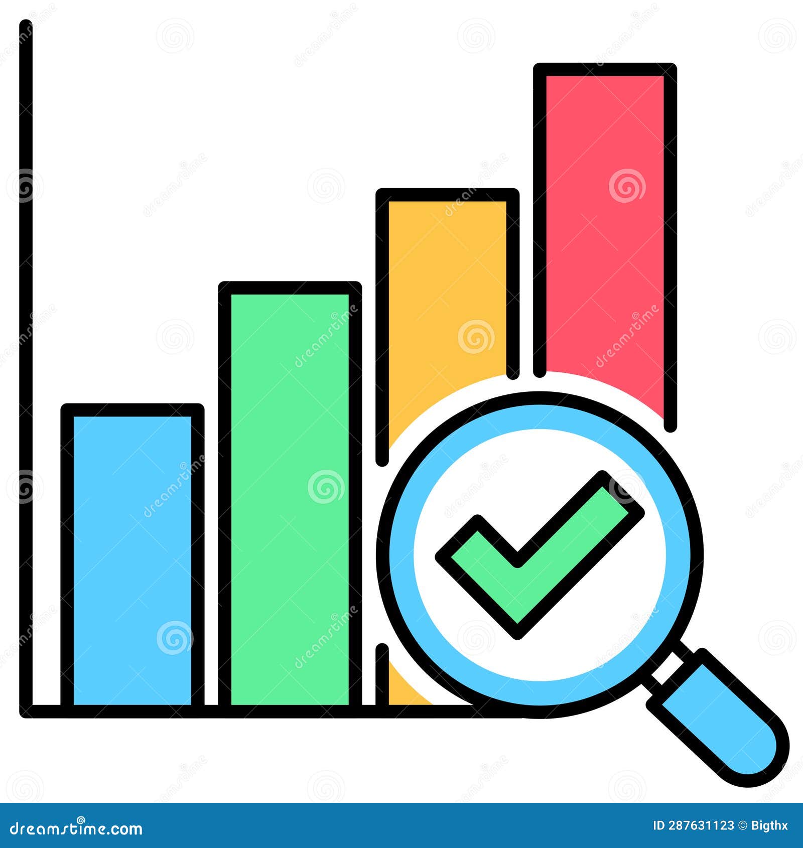 - Magnifying Glass with Bar Chart Stock Vector - Illustration of ...