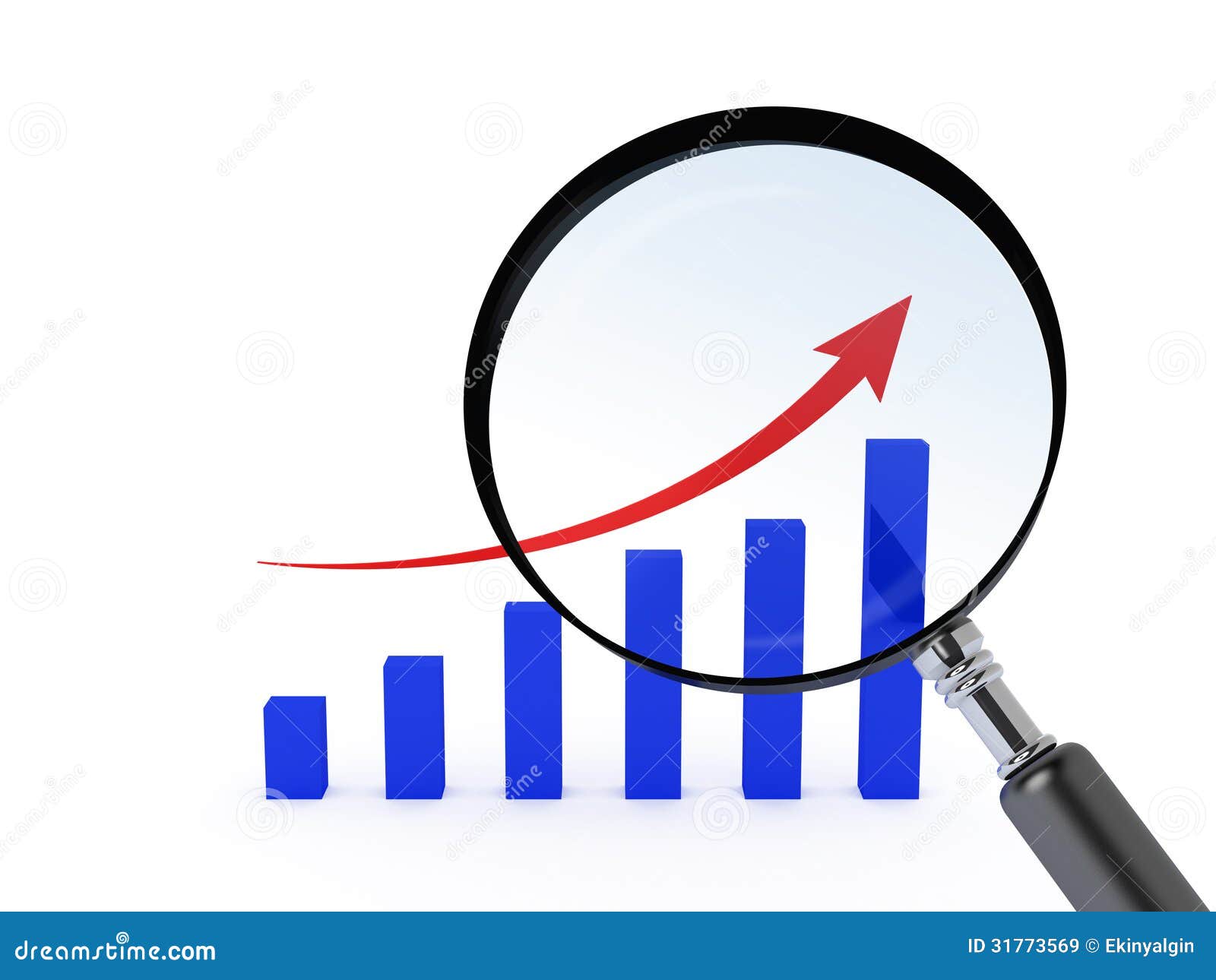 Magnifying Glass and Bar Chart Stock Illustration - Illustration of ...