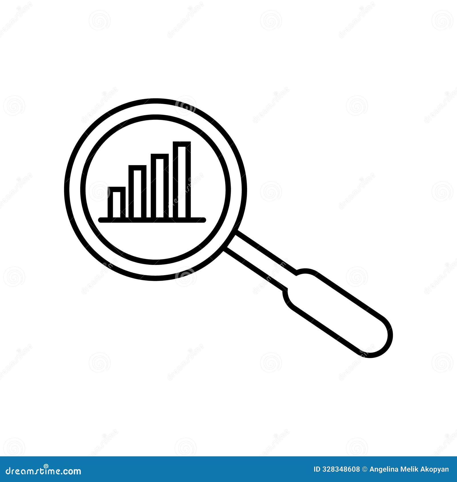 Magnifying Glass with Bar Graph Icon Stock Vector - Illustration of ...