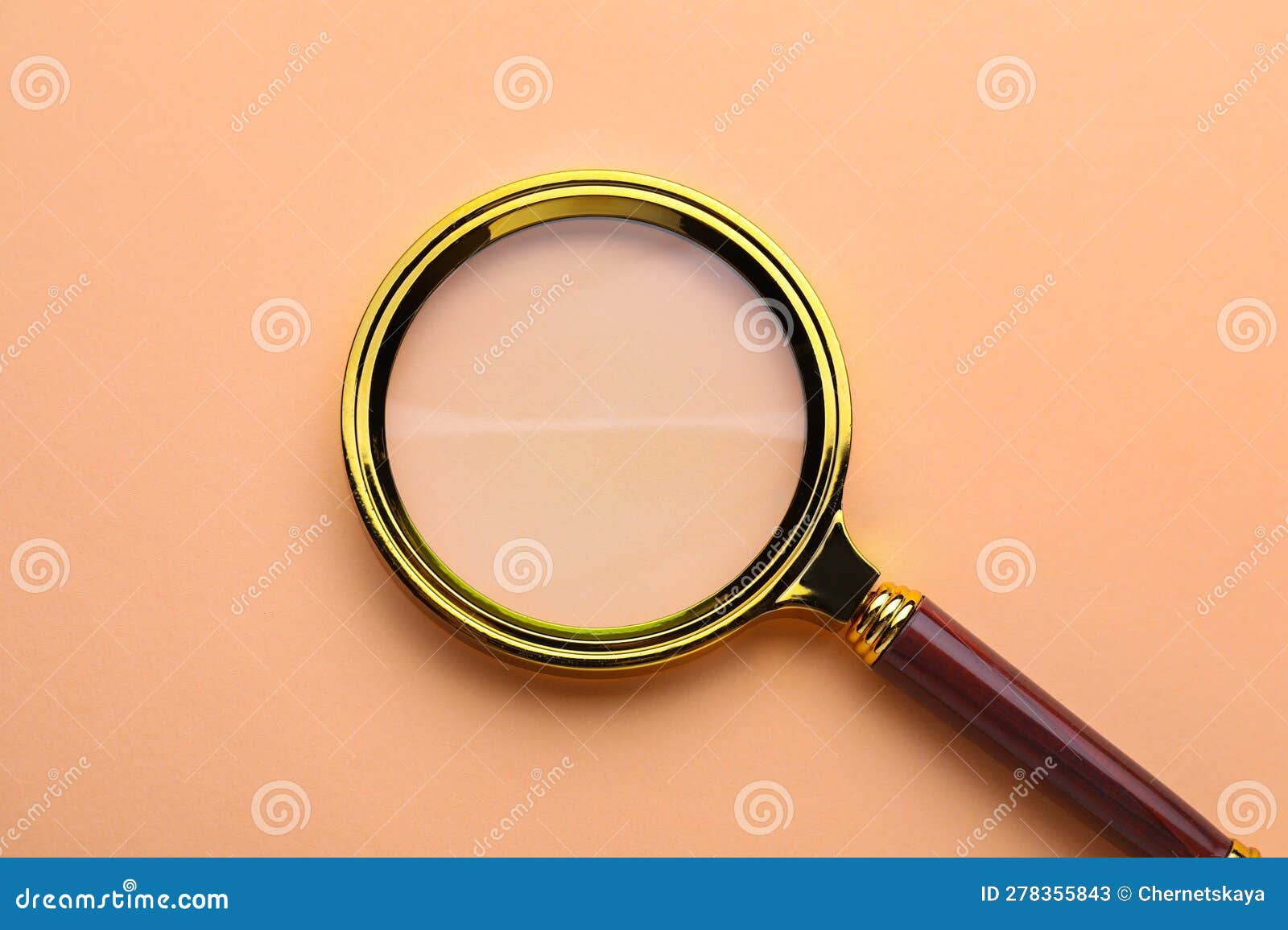 Magnifying Glass on Beige Background, Top View Stock Image - Image of ...
