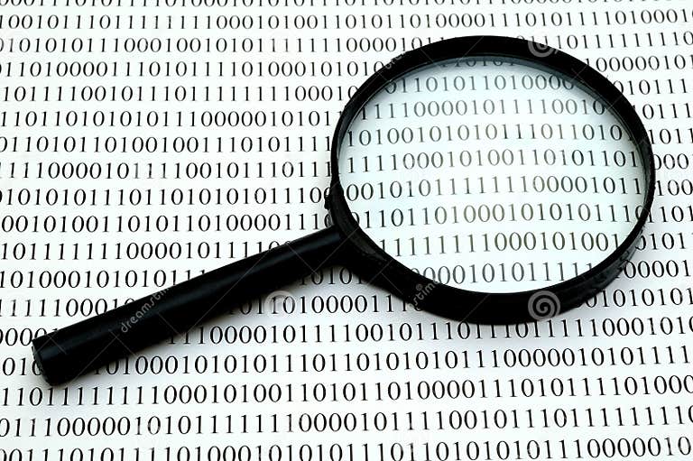 Magnifying Glass and Binary Code Stock Image - Image of conceptual ...