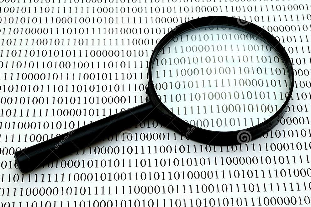 Magnifying Glass and Binary Code Stock Image - Image of conceptual ...