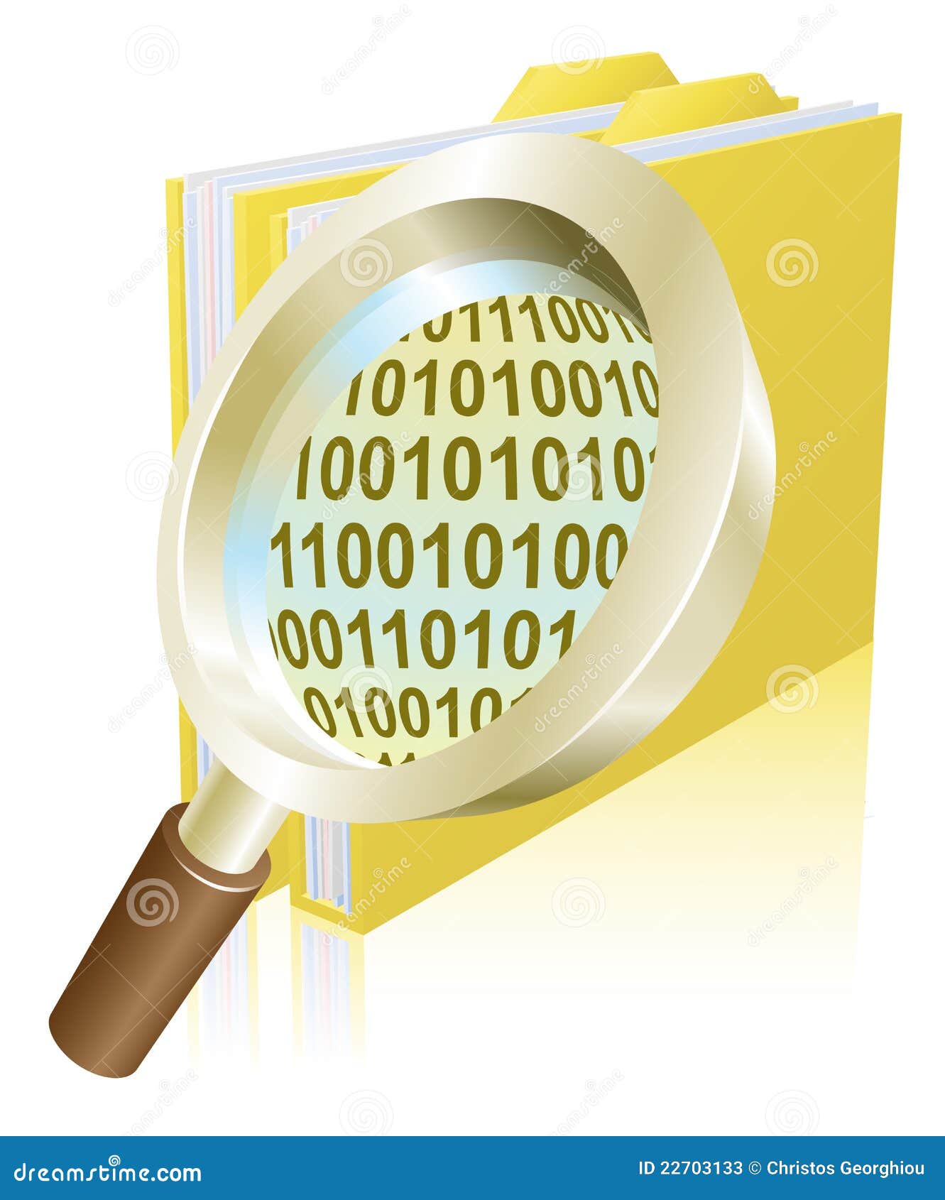 Magnifying Glass Binary Data File Folder Concept Stock Vector ...
