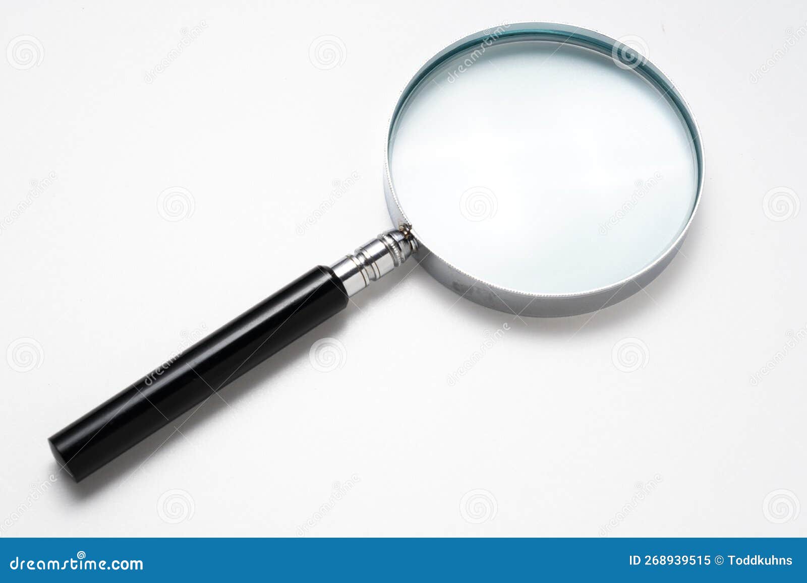 Magnifying Glass with Black Handle on a White Background Stock Image ...