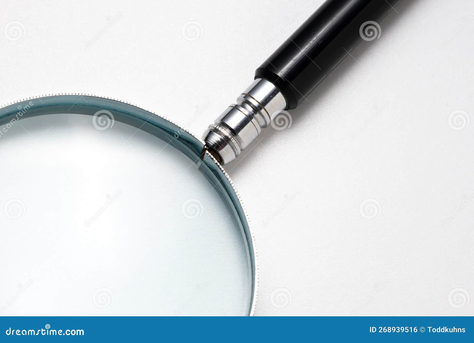 Magnifying Glass with Black Handle on a White Background Stock Photo ...