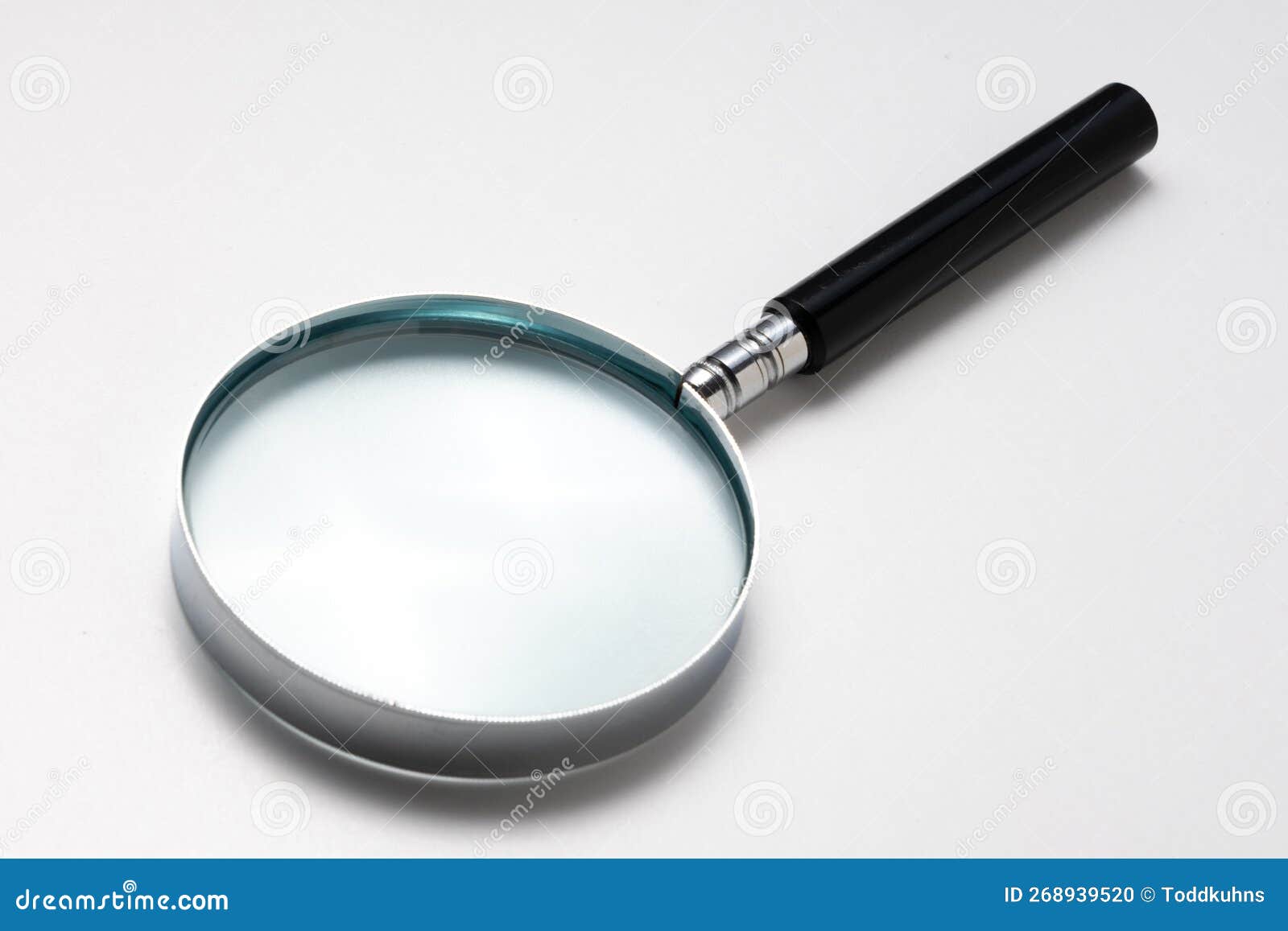 Magnifying Glass with Black Handle on a White Background Stock Photo ...
