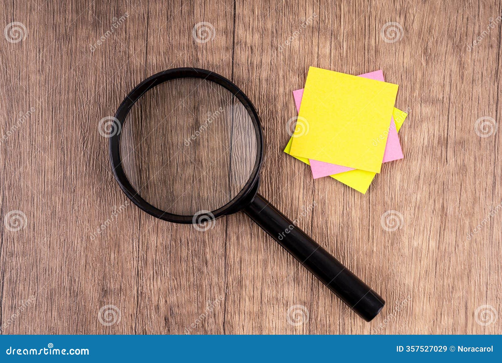Magnifying Glass And Blank Yellow Adhesive Note Stock Image ...