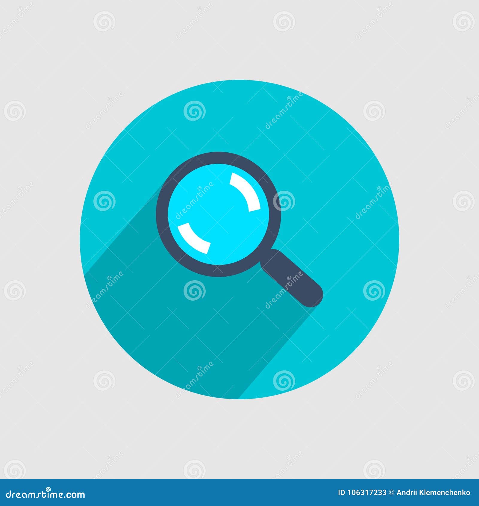 A Magnifying Glass, in a Blue Circle. Vector Illustration. Stock Vector ...