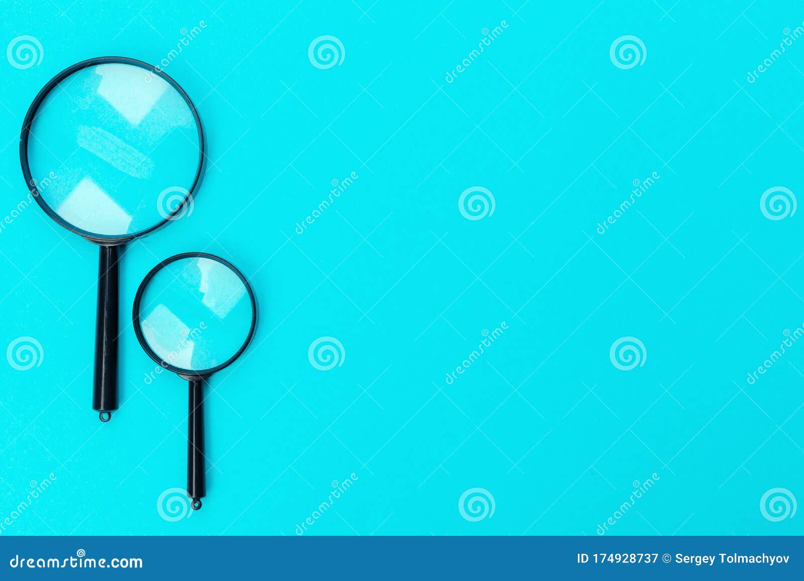 Magnifying Glass on Blue Pastel Background. Creative Photo. Stock Image ...