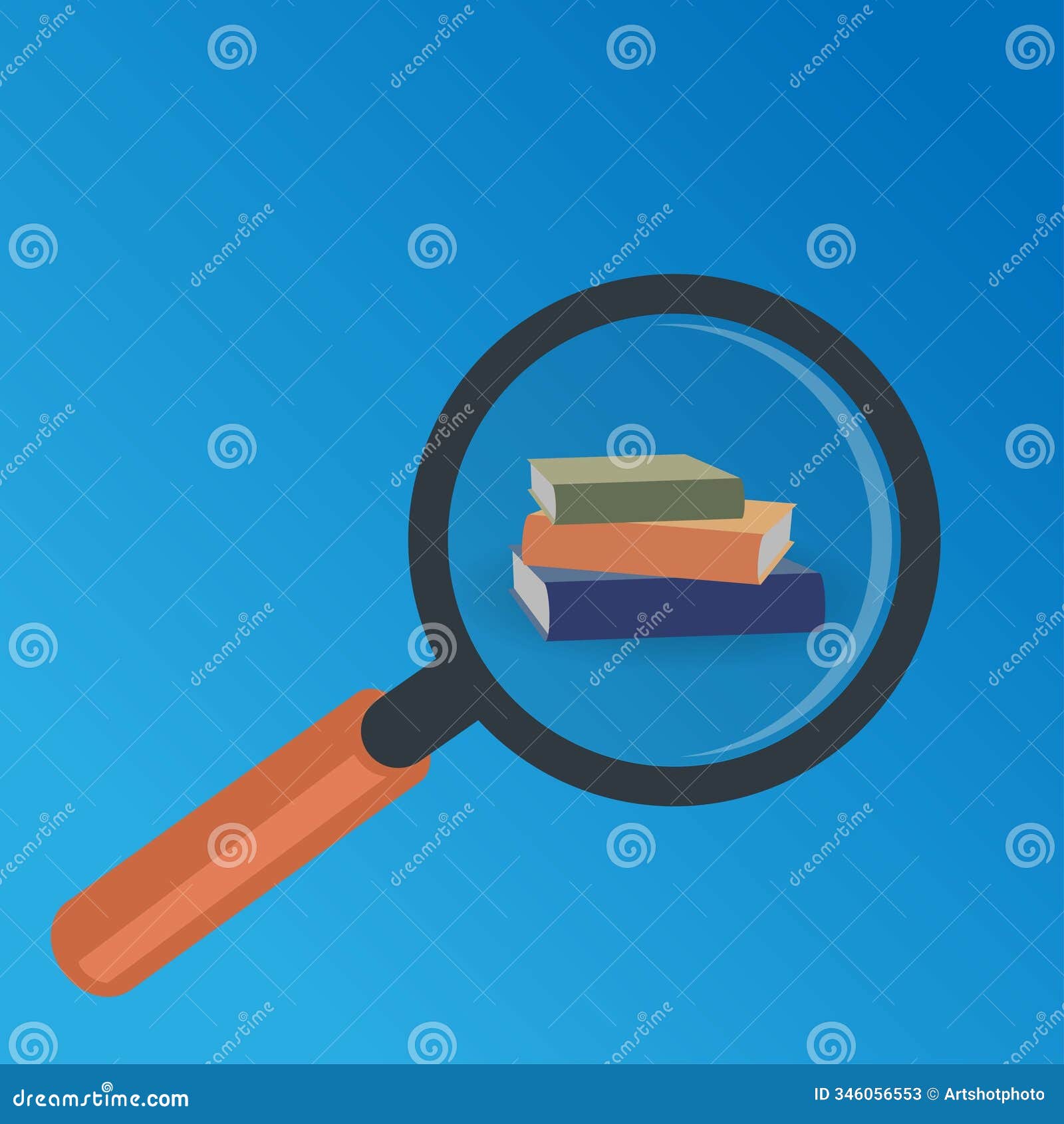 Magnifying Glass on a Pile of Books, Book Search Concept Stock ...