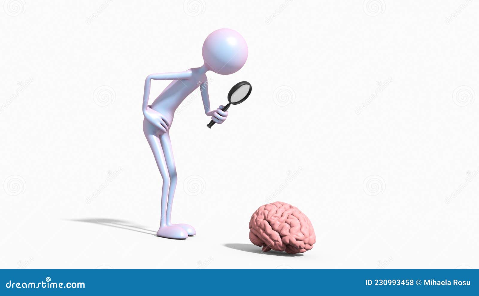 Magnifying glass and brain stock illustration. Illustration of mind ...