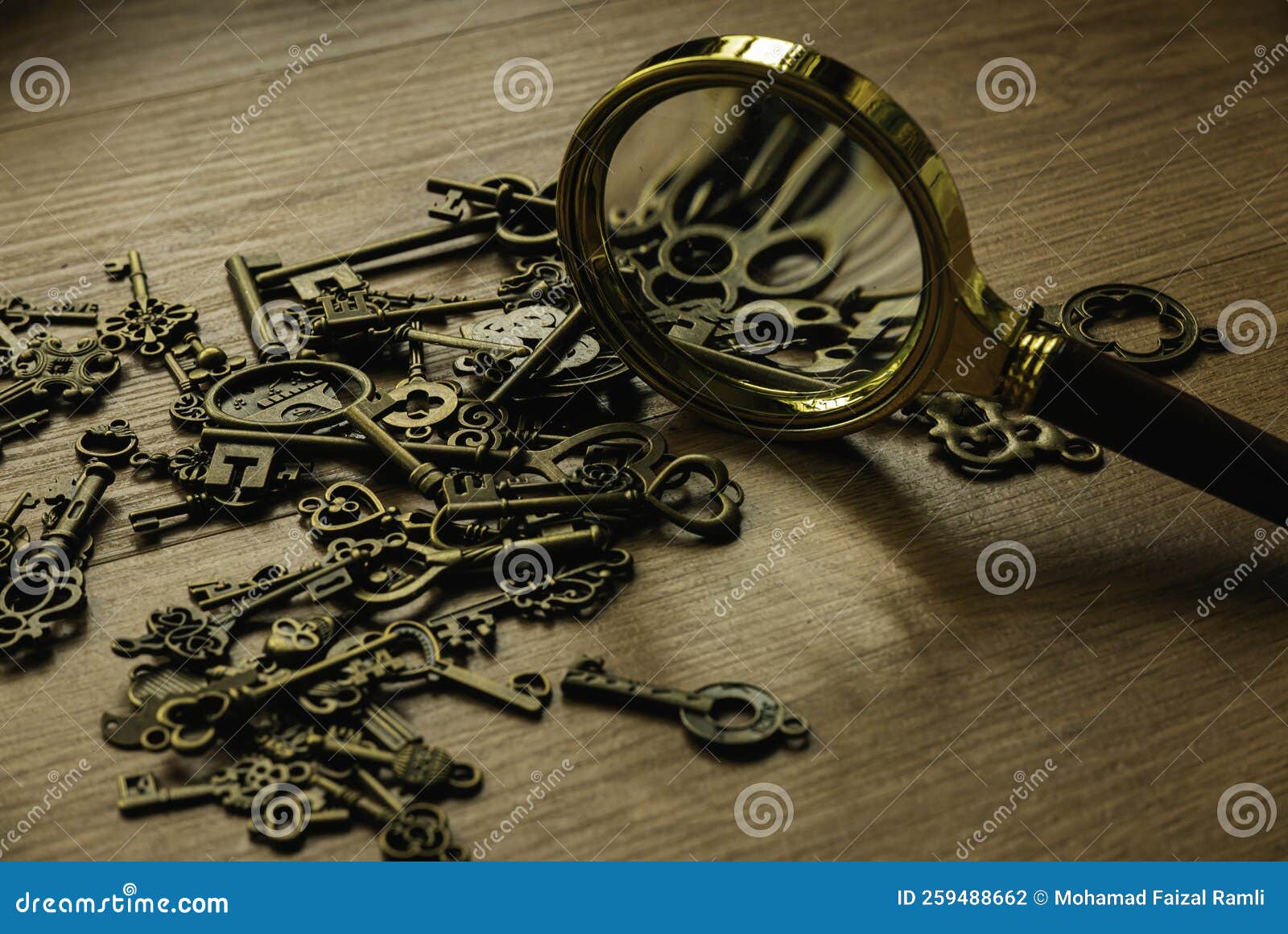 Magnifying Glass and a Bunch of Keys. Concept of Search for Solution ...
