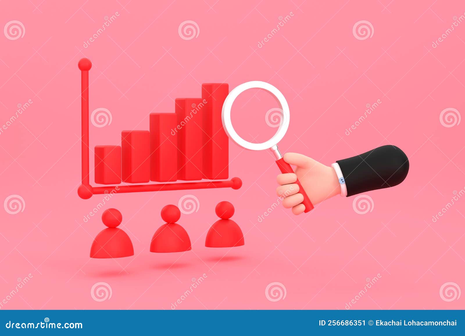 Magnifying Glass and Business Man and Ability Graph Pictogram Stock ...