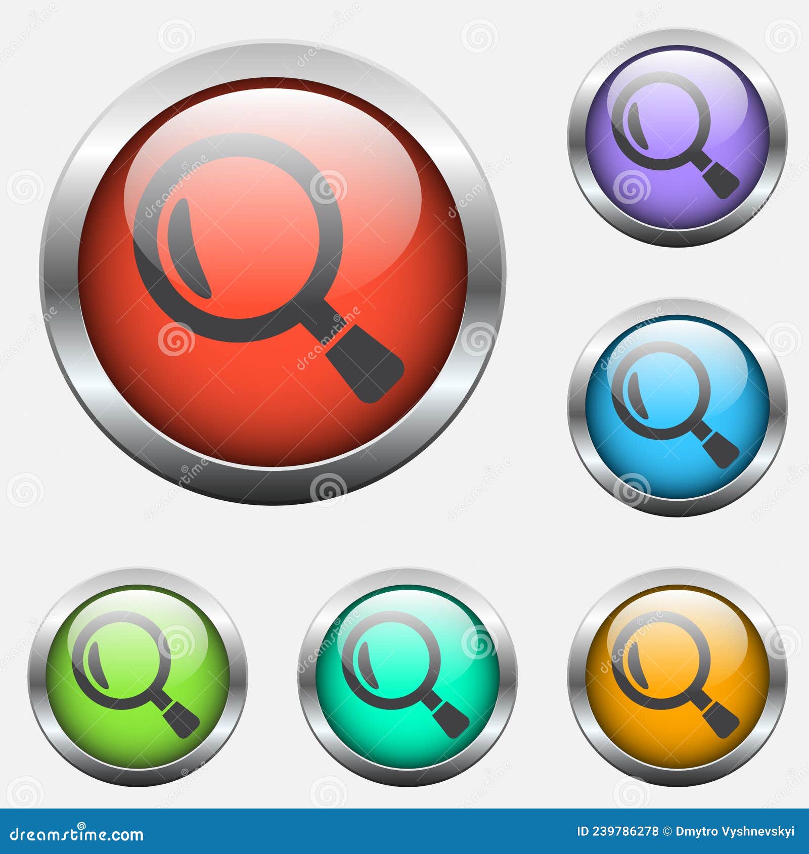 Magnifying Glass Glass Buttons Stock Vector - Illustration of optical ...