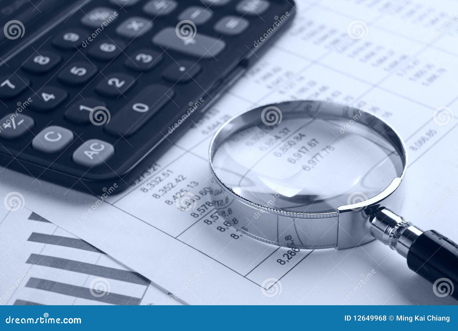 Magnifying Glass with Calculator Stock Photo - Image of compare ...