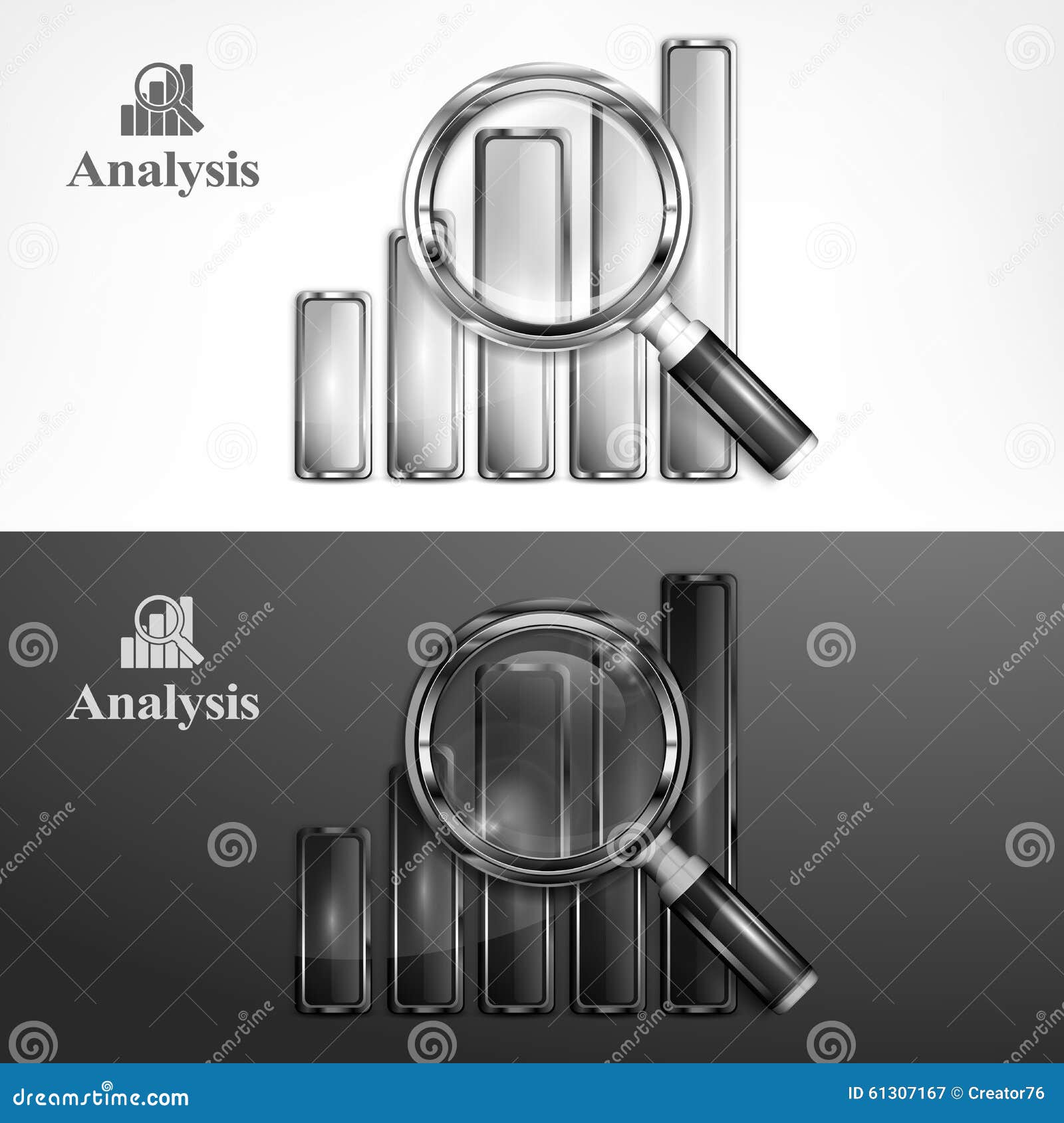 Magnifying Glass and Chart on Black & White Stock Vector - Illustration ...