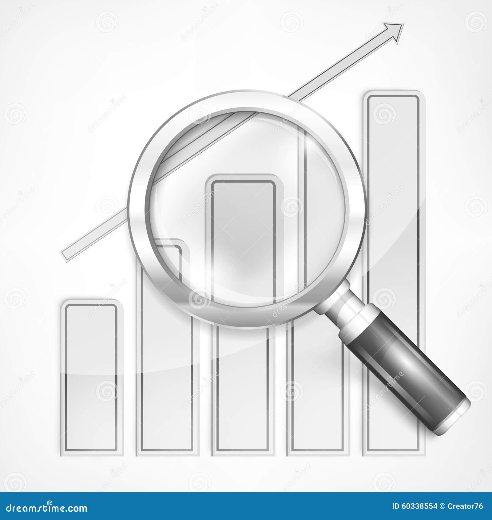Magnifying Glass and Chart on White Stock Vector - Illustration of ...
