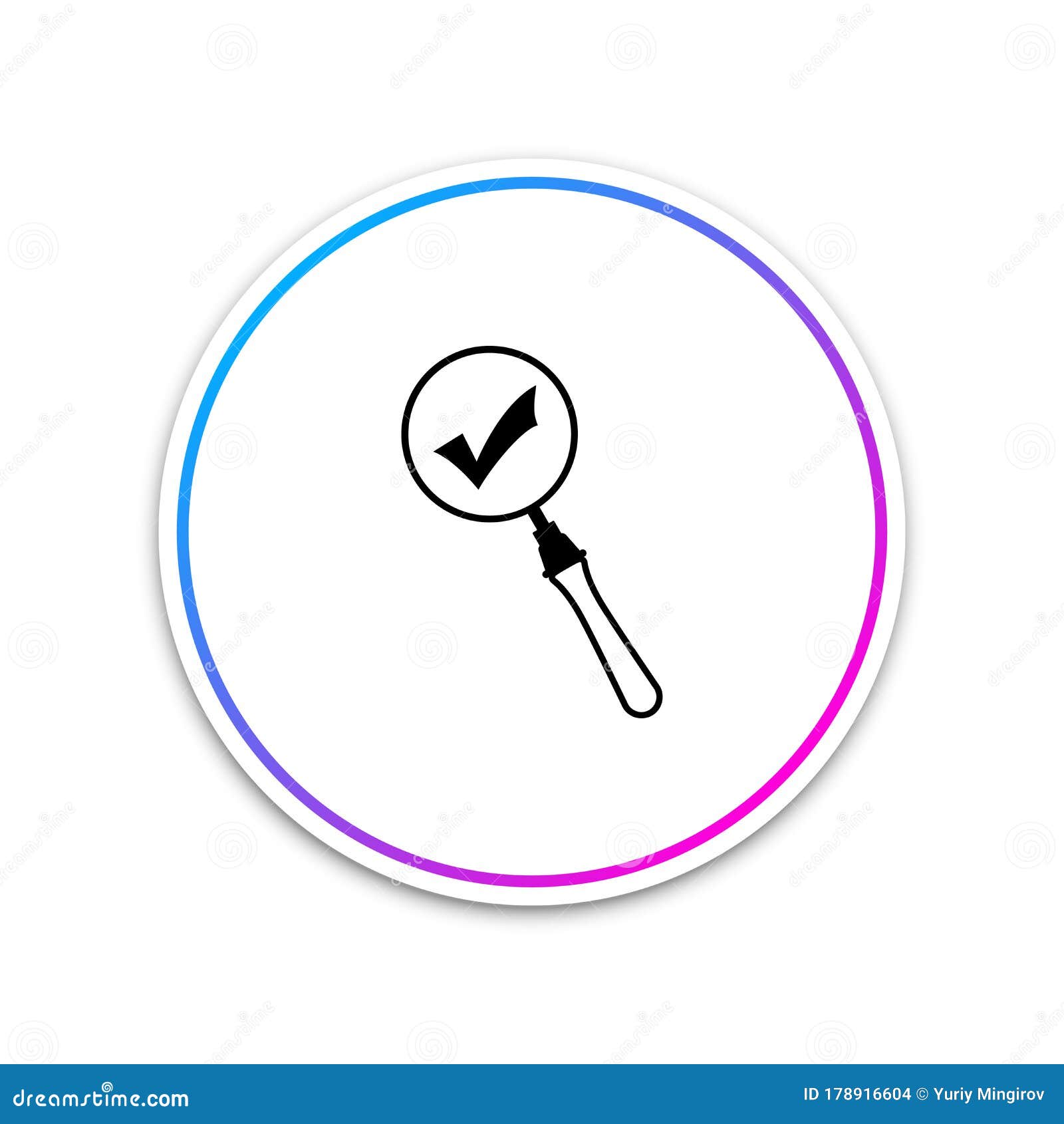 Magnifying Glass and Check Mark Icon Isolated on White Background. Magnifying Glass and Approved ...