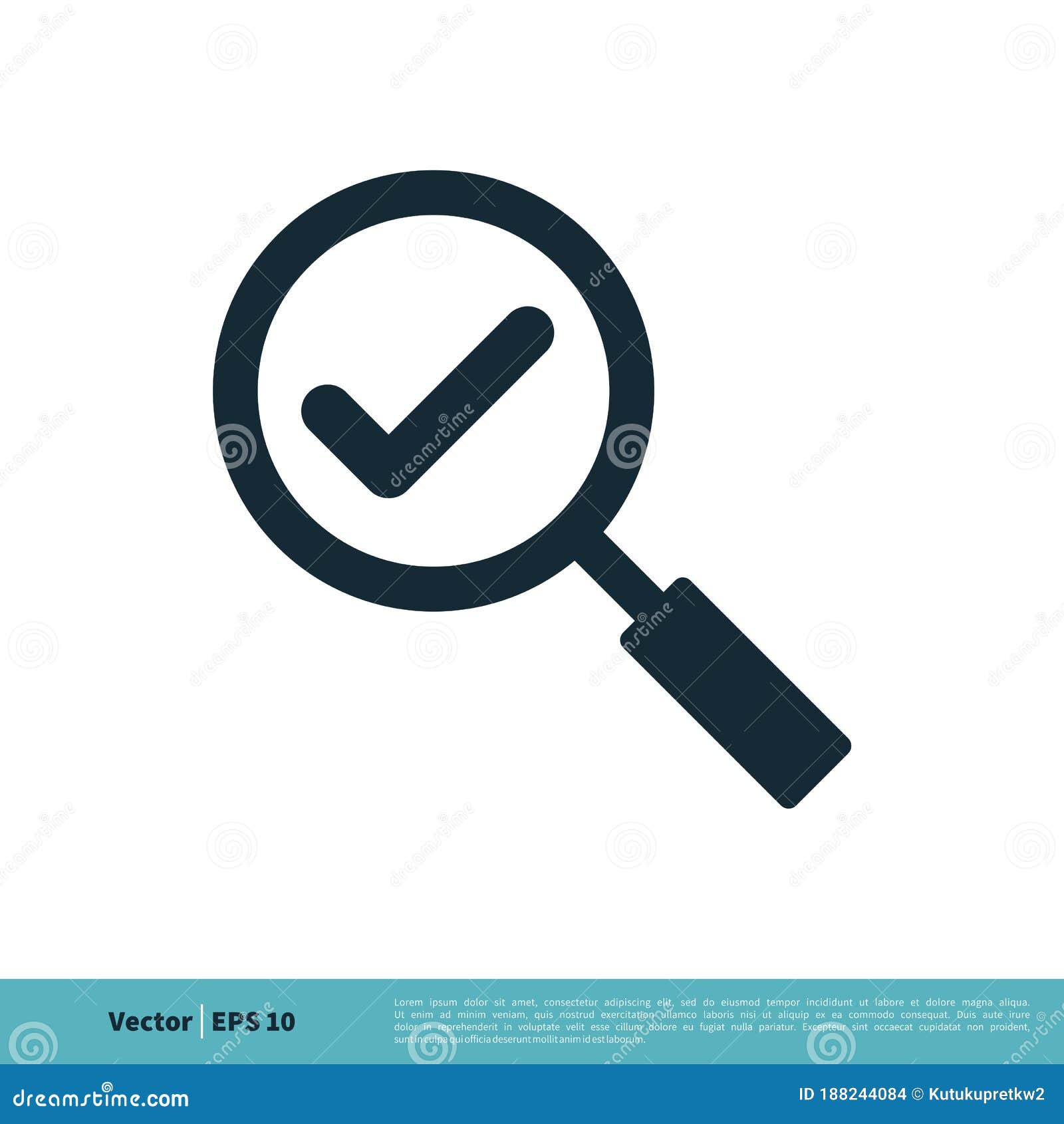 Magnifying Glass and Check Mark Icon Vector Logo Template Illustration ...