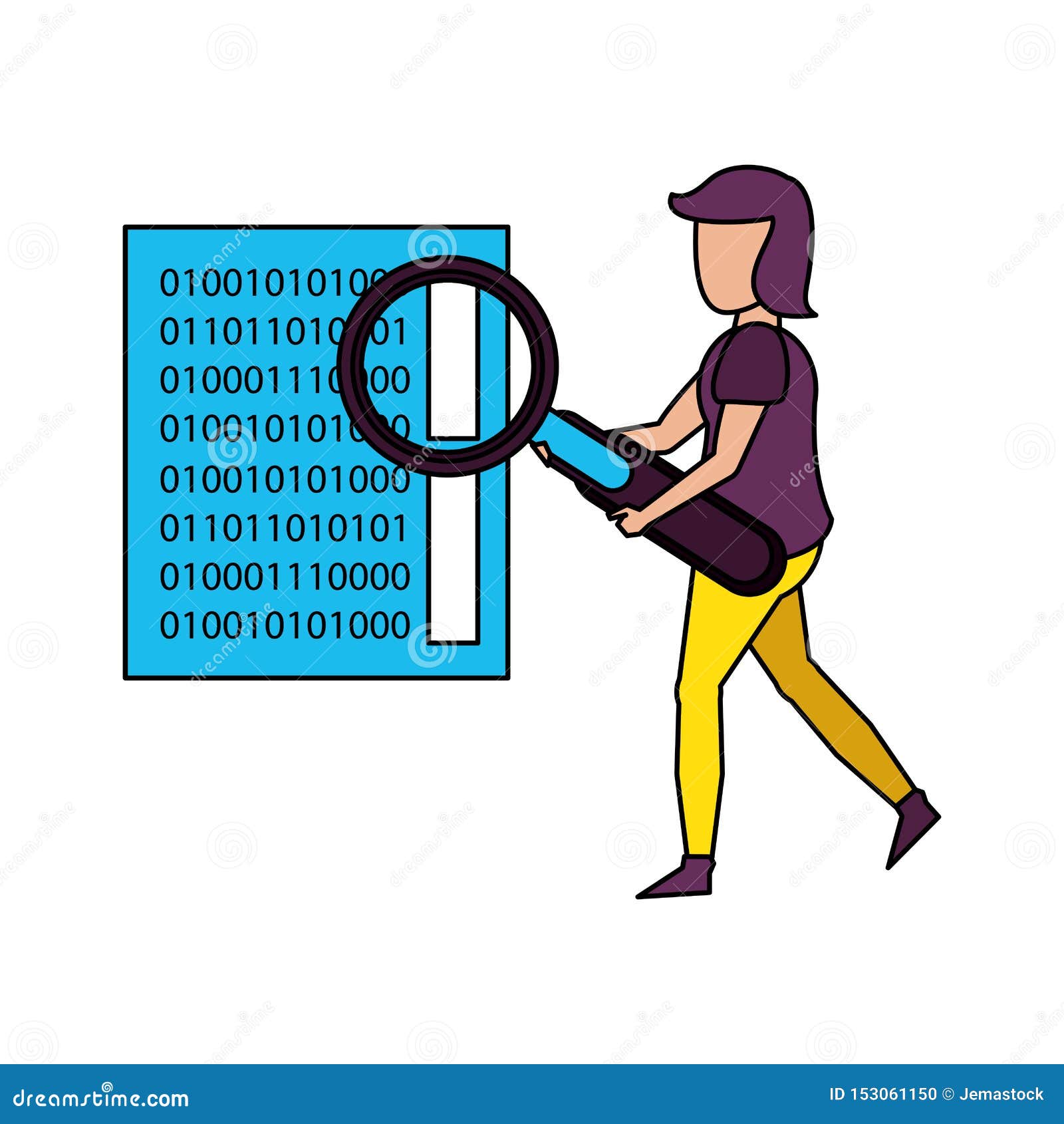 Magnifying Glass Checking System Cartoon Stock Vector - Illustration of ...