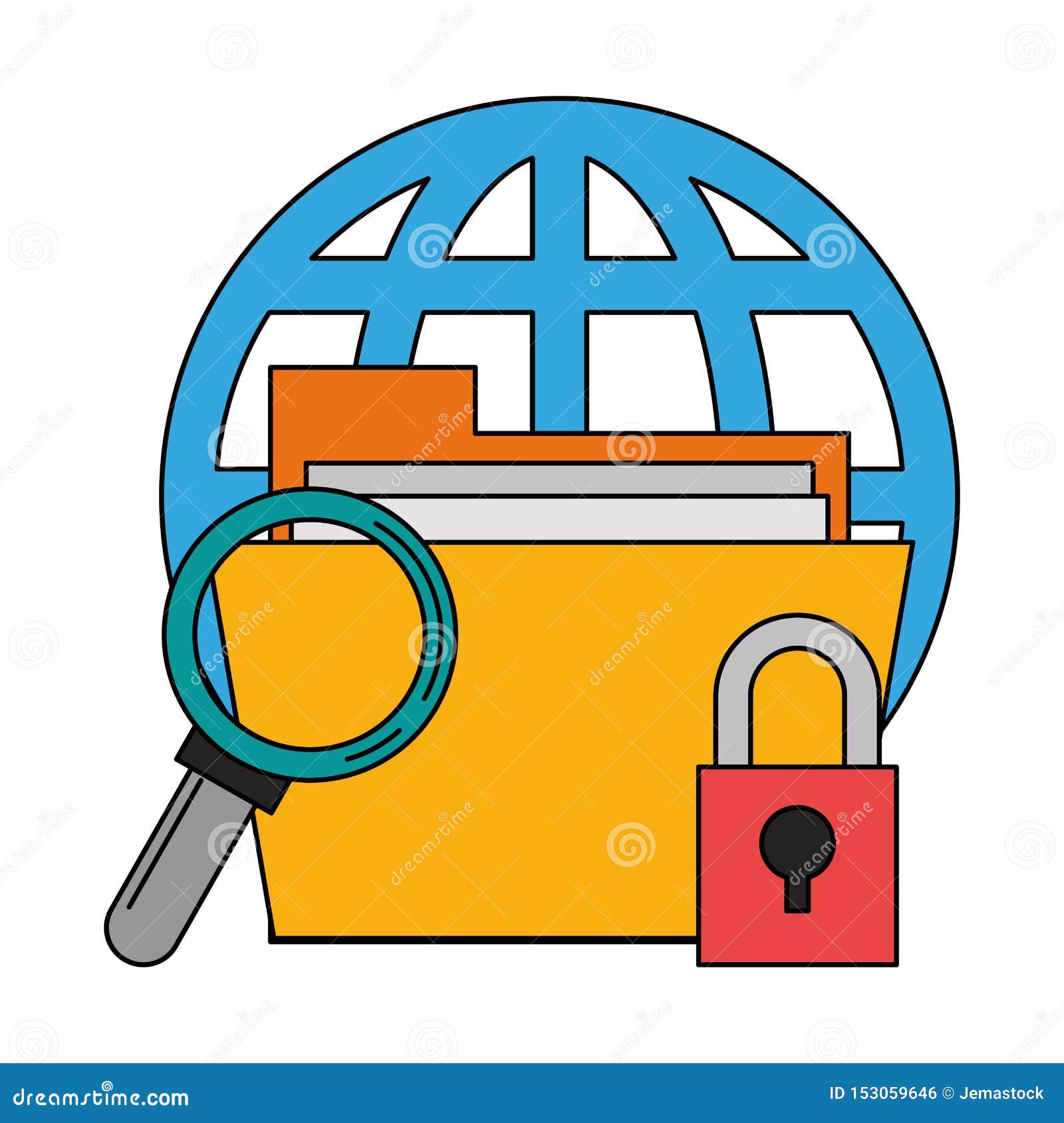 Magnifying Glass Checking System Cartoon Stock Vector - Illustration of ...