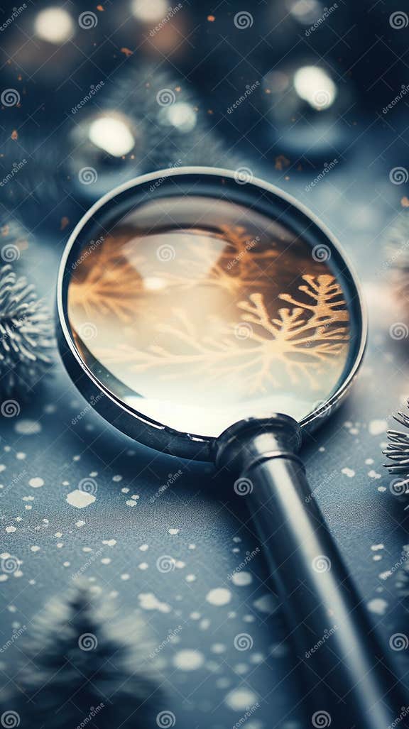 A Magnifying Glass is on a Christmas Tree, AI Stock Photo - Image of ...