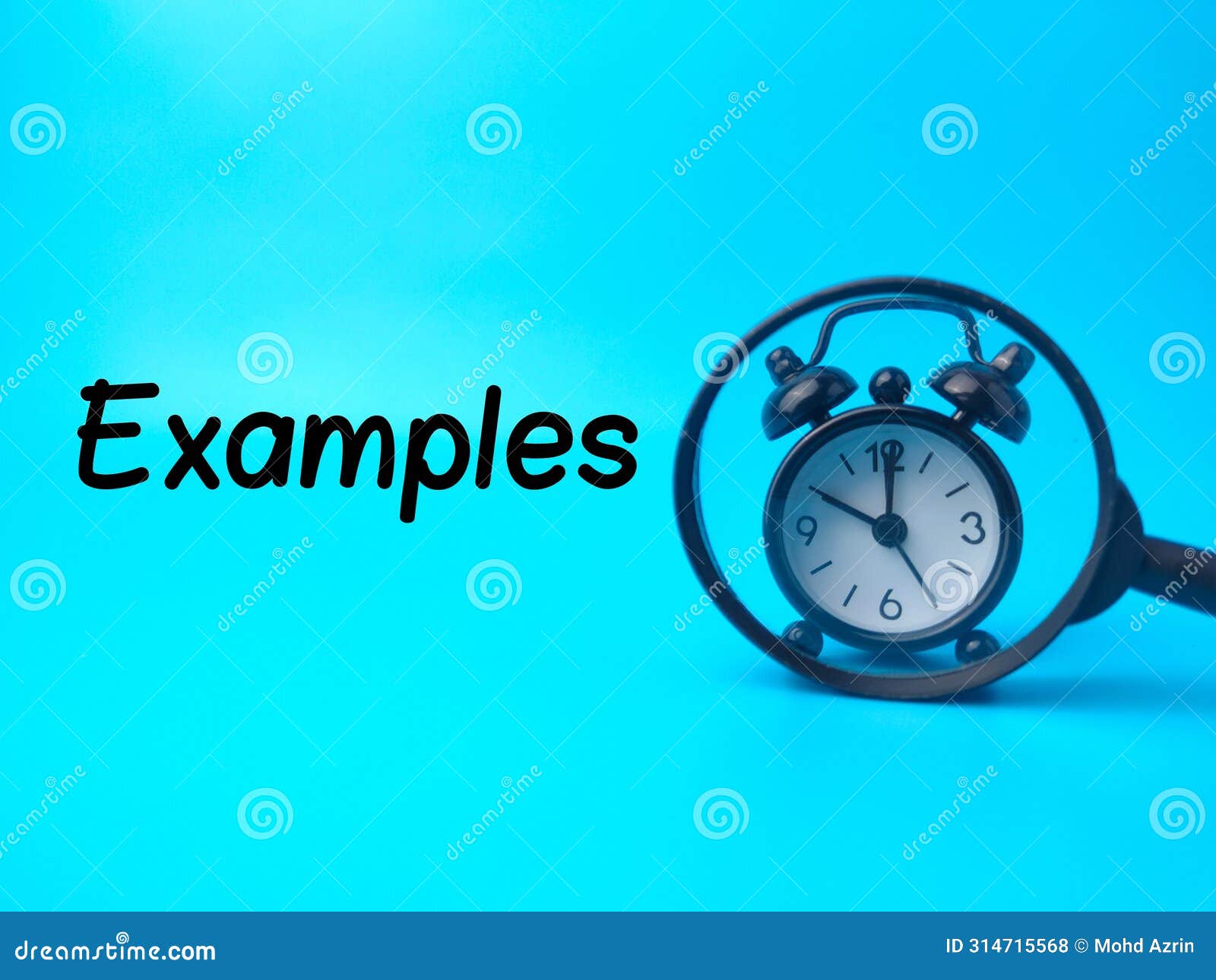 Magnifying Glass and Clock with Text Examples Stock Photo - Image of ...