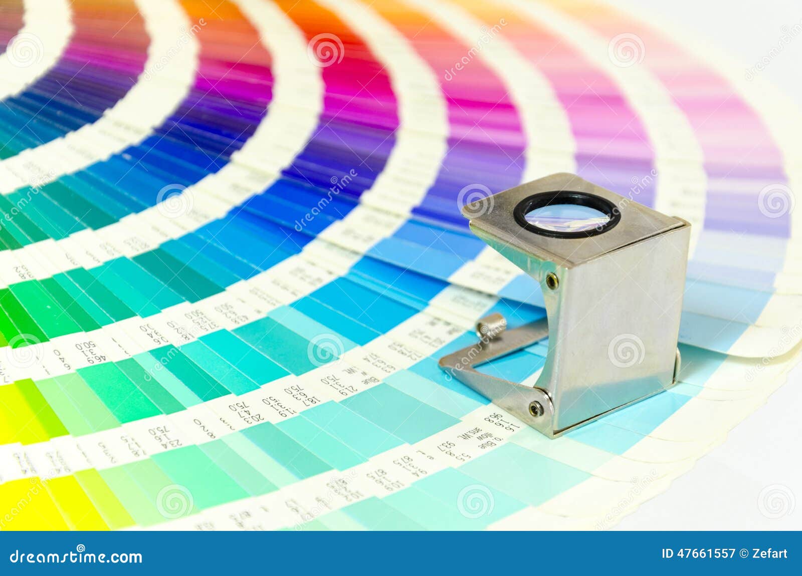 Magnifying Glass on Color Guide on a White Background Stock Image ...