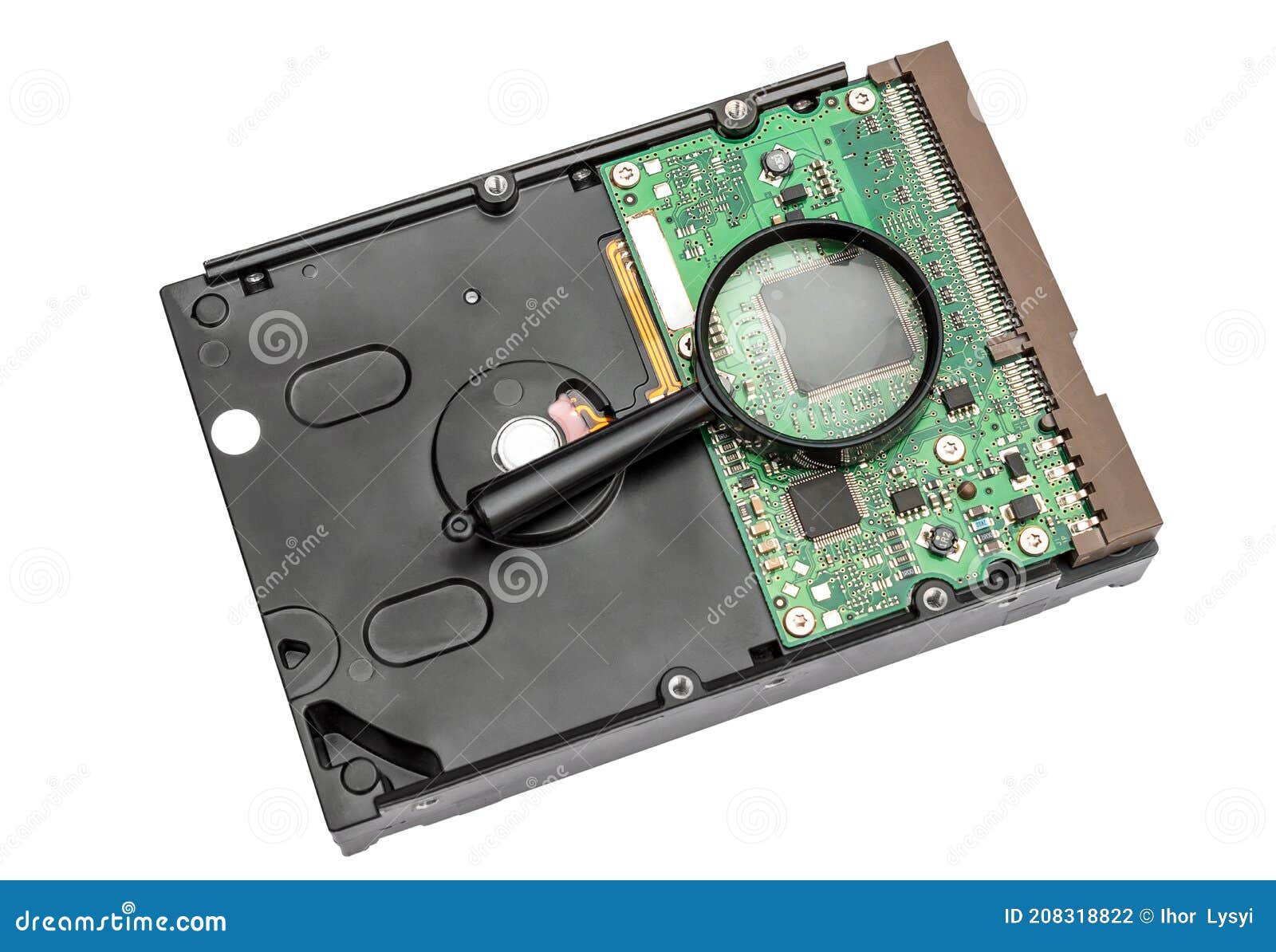 Magnifying Glass on the Computer Hard Disk Stock Photo - Image of ...