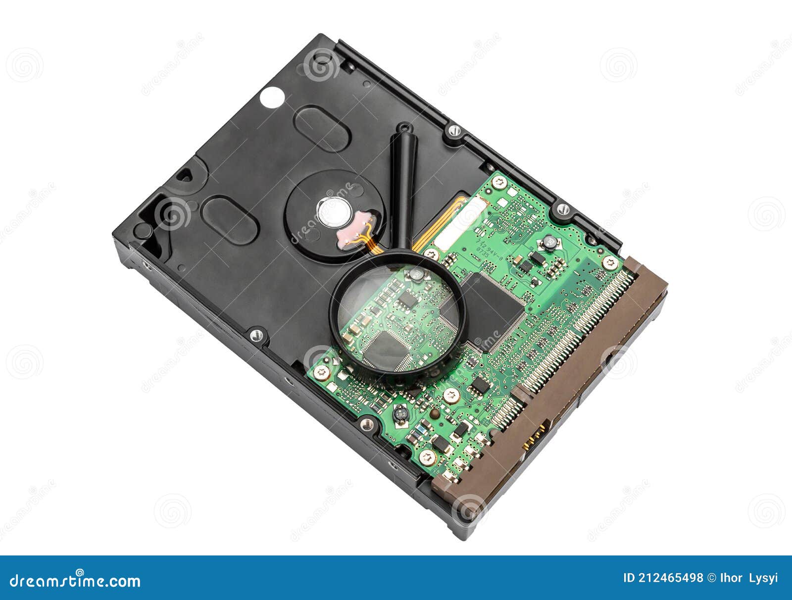 Magnifying Glass on the Computer Hard Disk Stock Photo - Image of ...