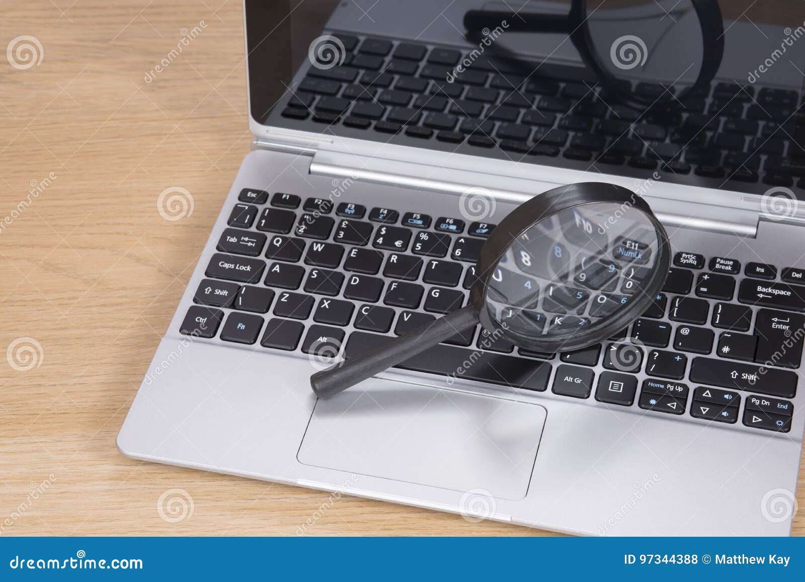 Magnifying Glass on Computer Keyboard Stock Photo - Image of concept ...