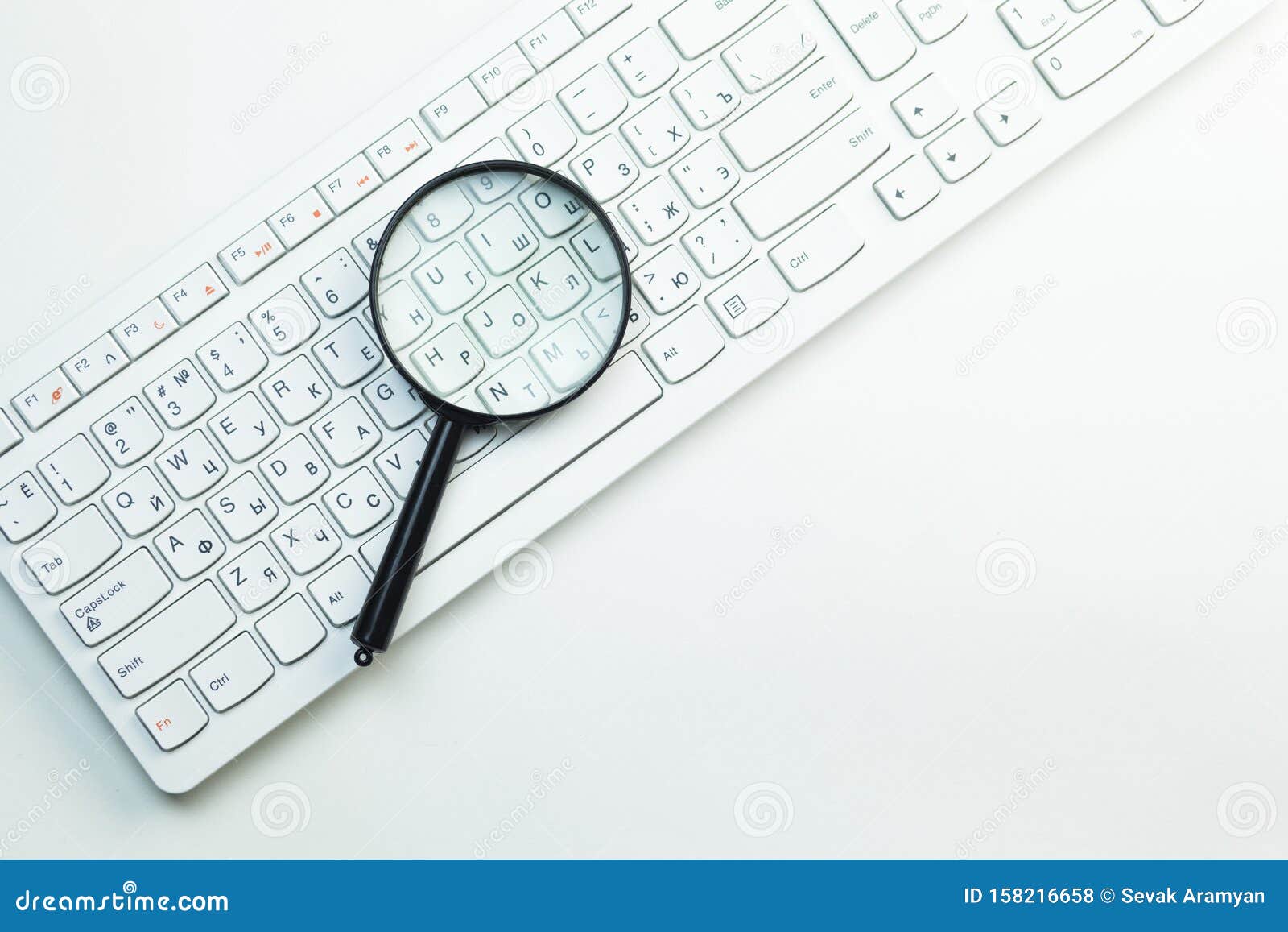 Magnifying Glass on Computer Stock Photo - Image of information, search ...