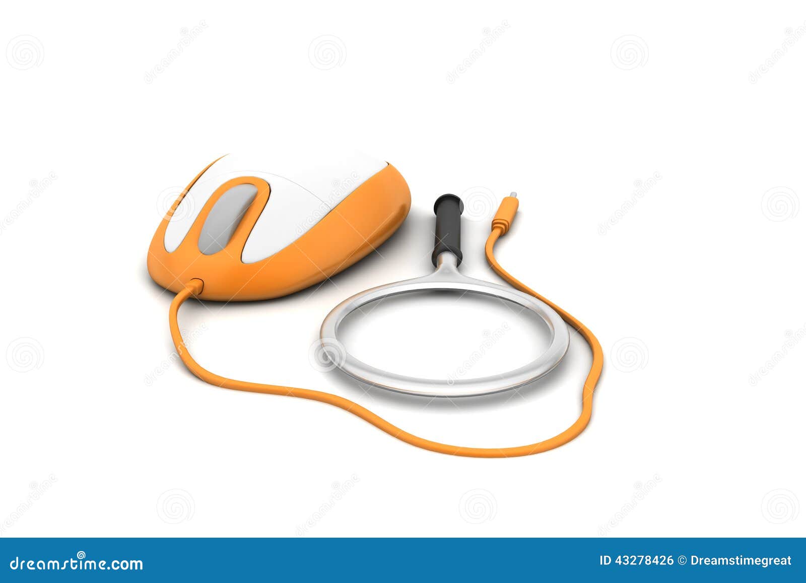 Magnifying Glass with Computer Mouse Stock Photo - Image of button ...