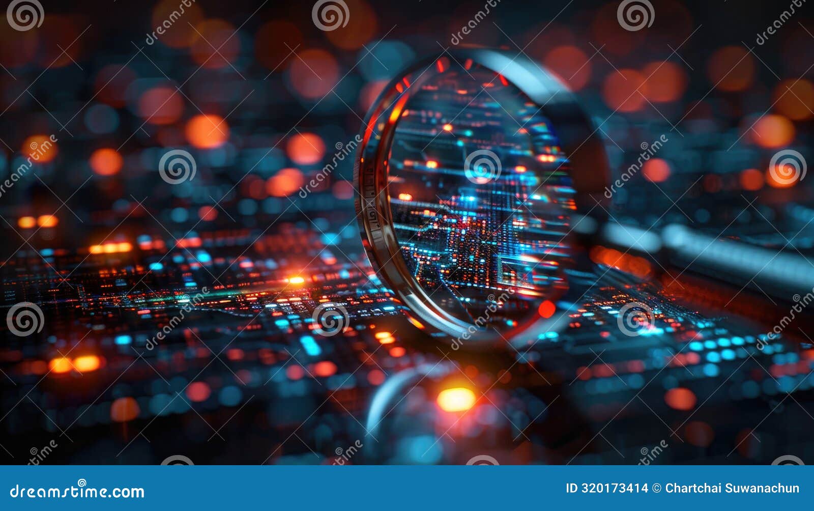 A Magnifying Glass is on a Computer Screen with a Lot of Numbers by AI ...