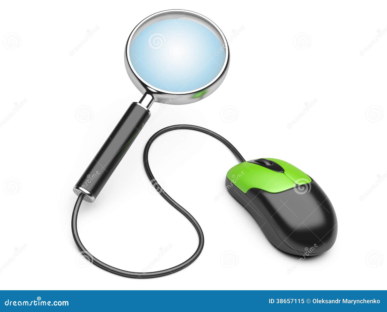 Magnifying Glass Connected To a Computer Mouse Stock Illustration ...