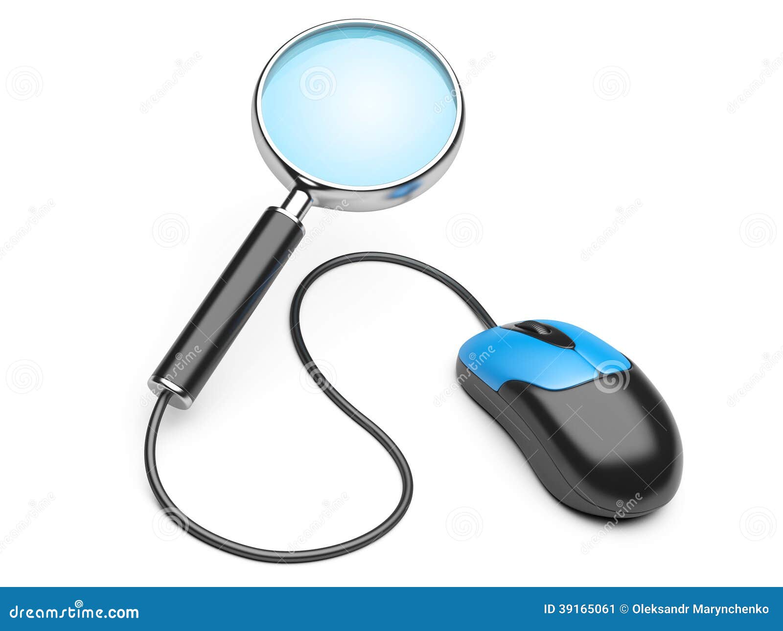 Magnifying Glass Connected To a Computer Mouse Stock Illustration ...