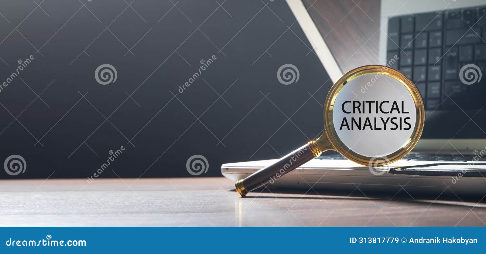 Magnifying Glass with a Critical Analysis Text Stock Image - Image of ...