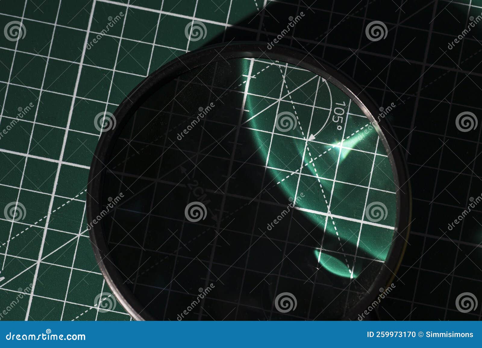 Magnifying Glass on Cutout Plane Stock Photo - Image of pattern ...