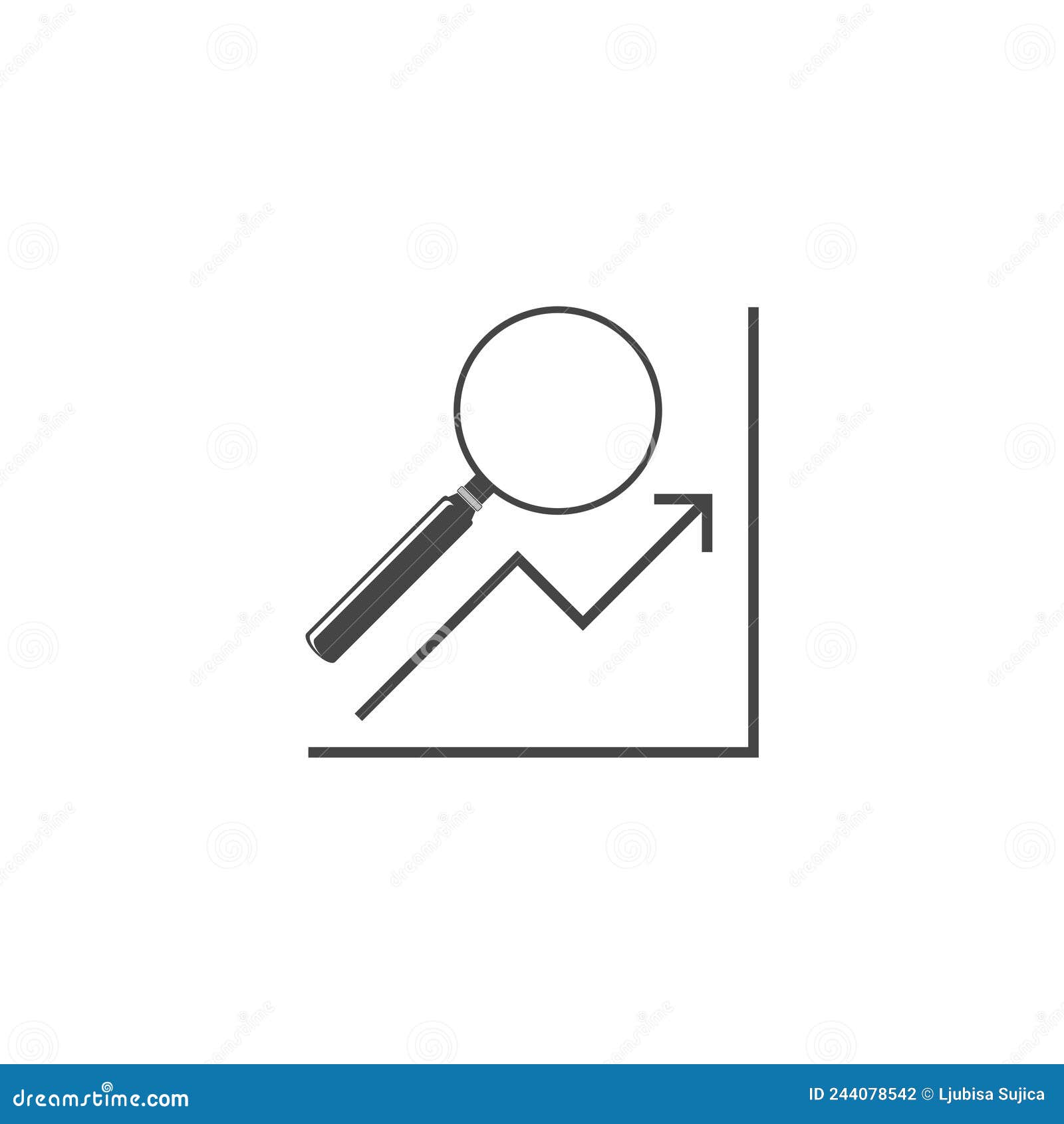 Magnifying Glass and Data Analysis Icon Isolated on White Background ...