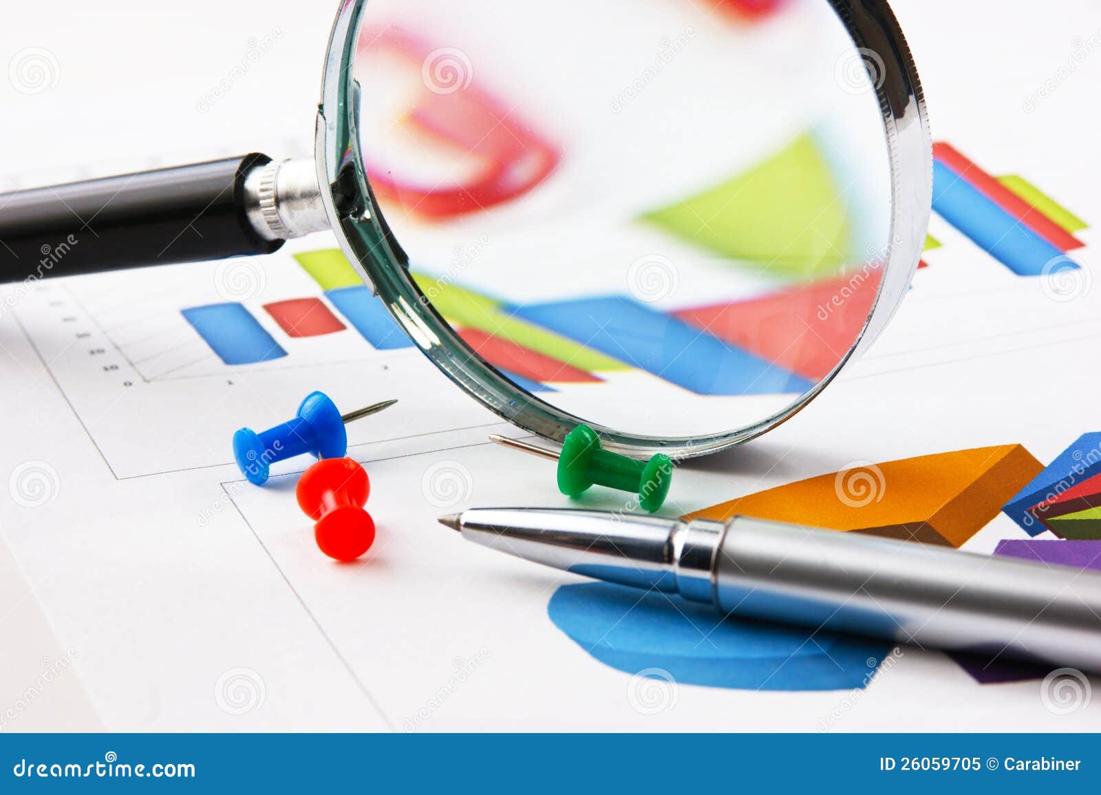 Magnifying Glass and Diagram Stock Image - Image of improvement ...