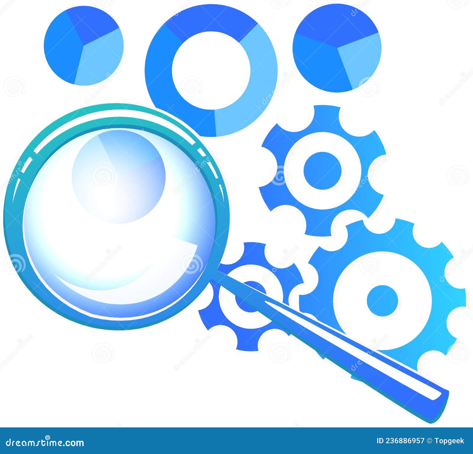 Magnifying Glass, Diagrams and Gears Vector Illustration. Statistics ... Magnifying Glass, Diagrams and Gears Vector Illustration. Statistics ...