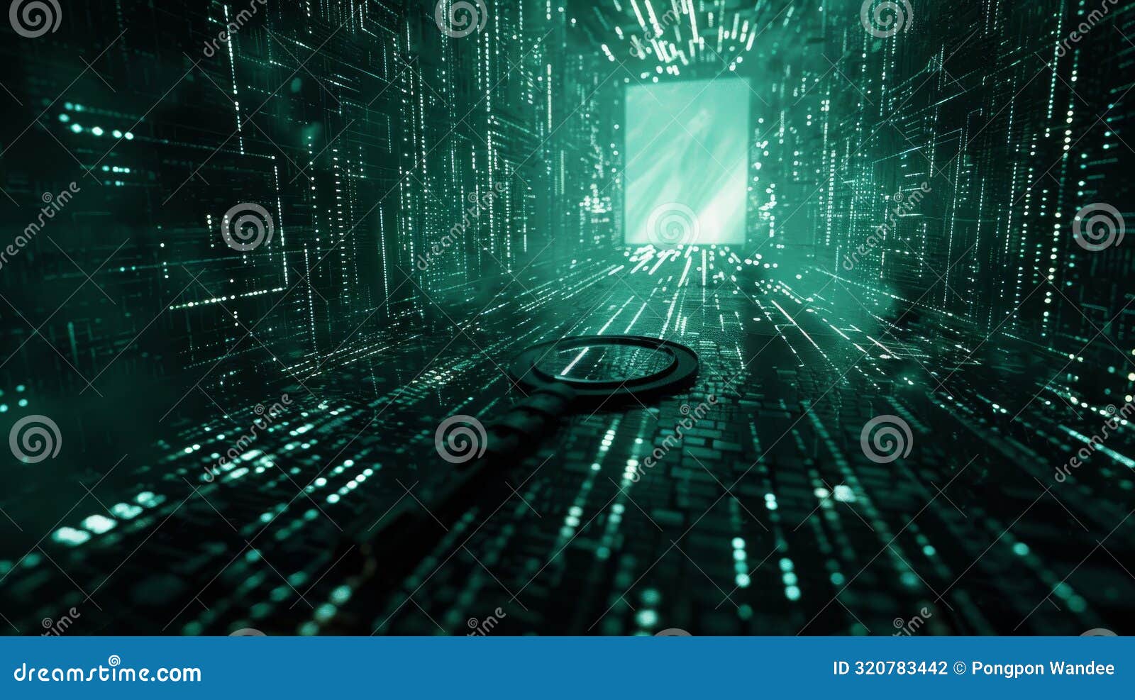 A Magnifying Glass on a Digital Surface with Binary Code Stock ...