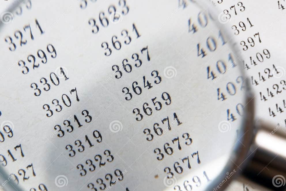 Magnifying Glass and Document with Figures, Data Encrypt with ...