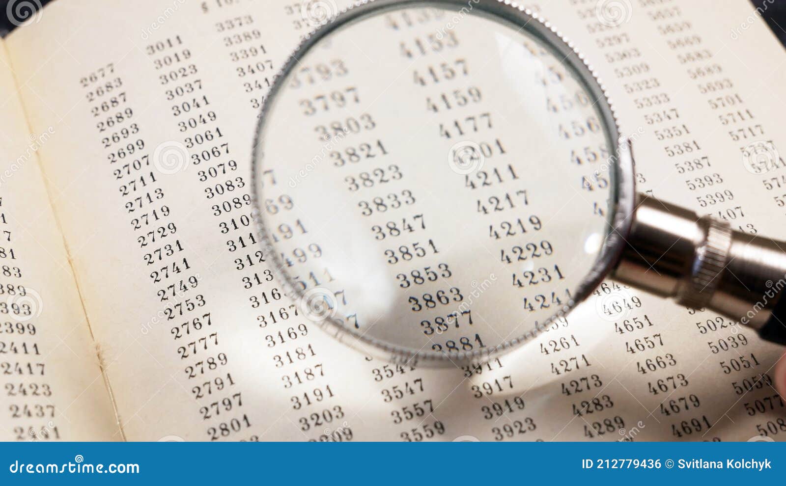 Magnifying Glass and Document with Figures, Data Encrypt with ...