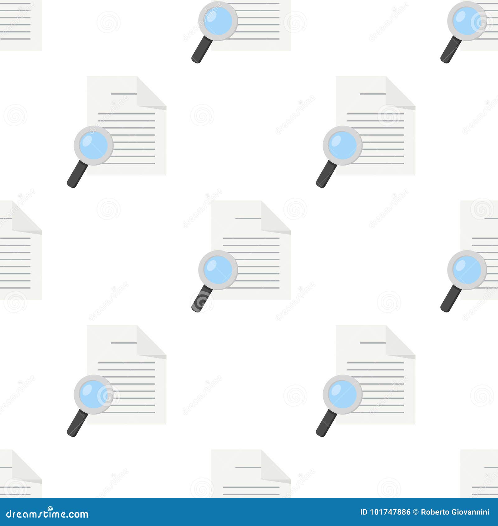 Magnifying Glass and Document Seamless Stock Vector - Illustration of ...
