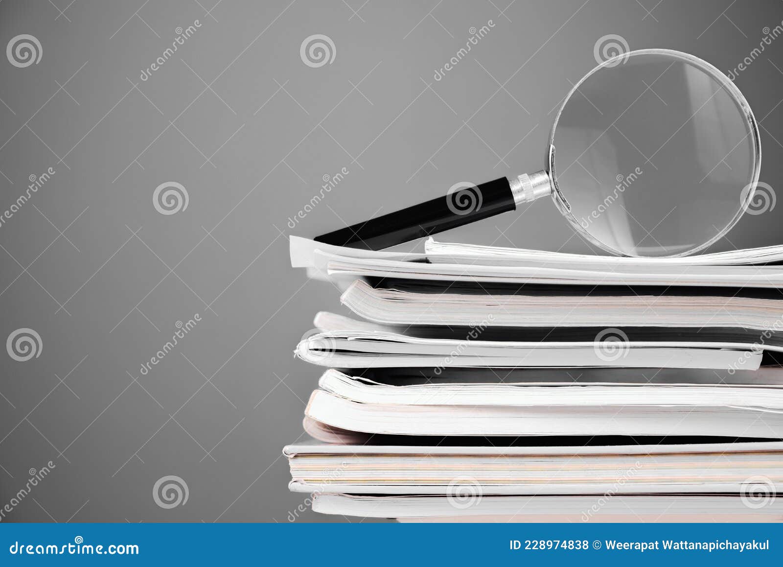 Magnifying Glass on Documents Stock Photo - Image of page, examine ...
