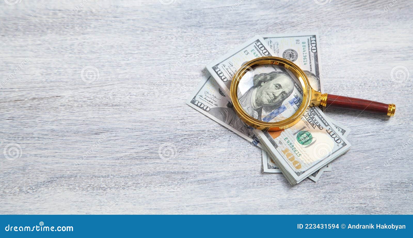 Magnifying Glass and Dollar Banknotes Stock Photo - Image of research ...